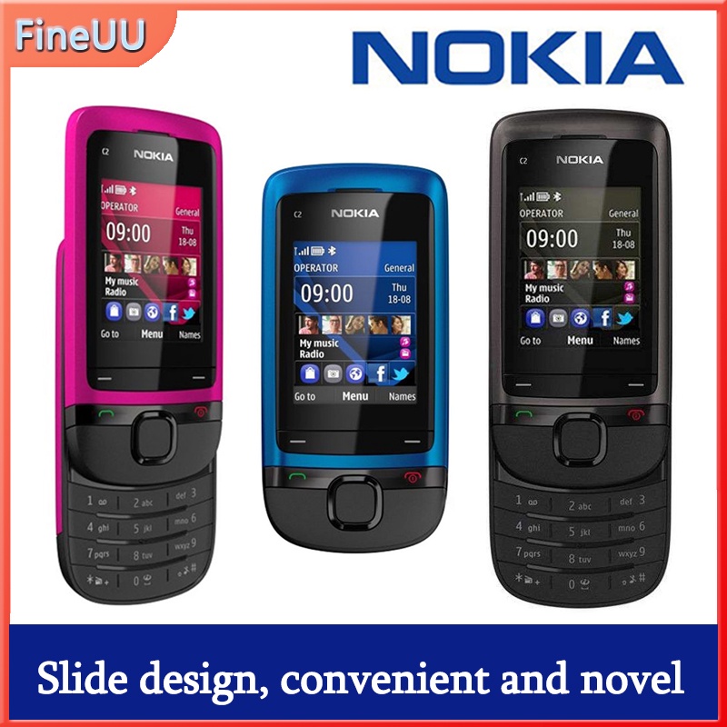 Original Nokia C2-05 flip phone mobile phone Support 3GP/MP4 Bluetooth ...