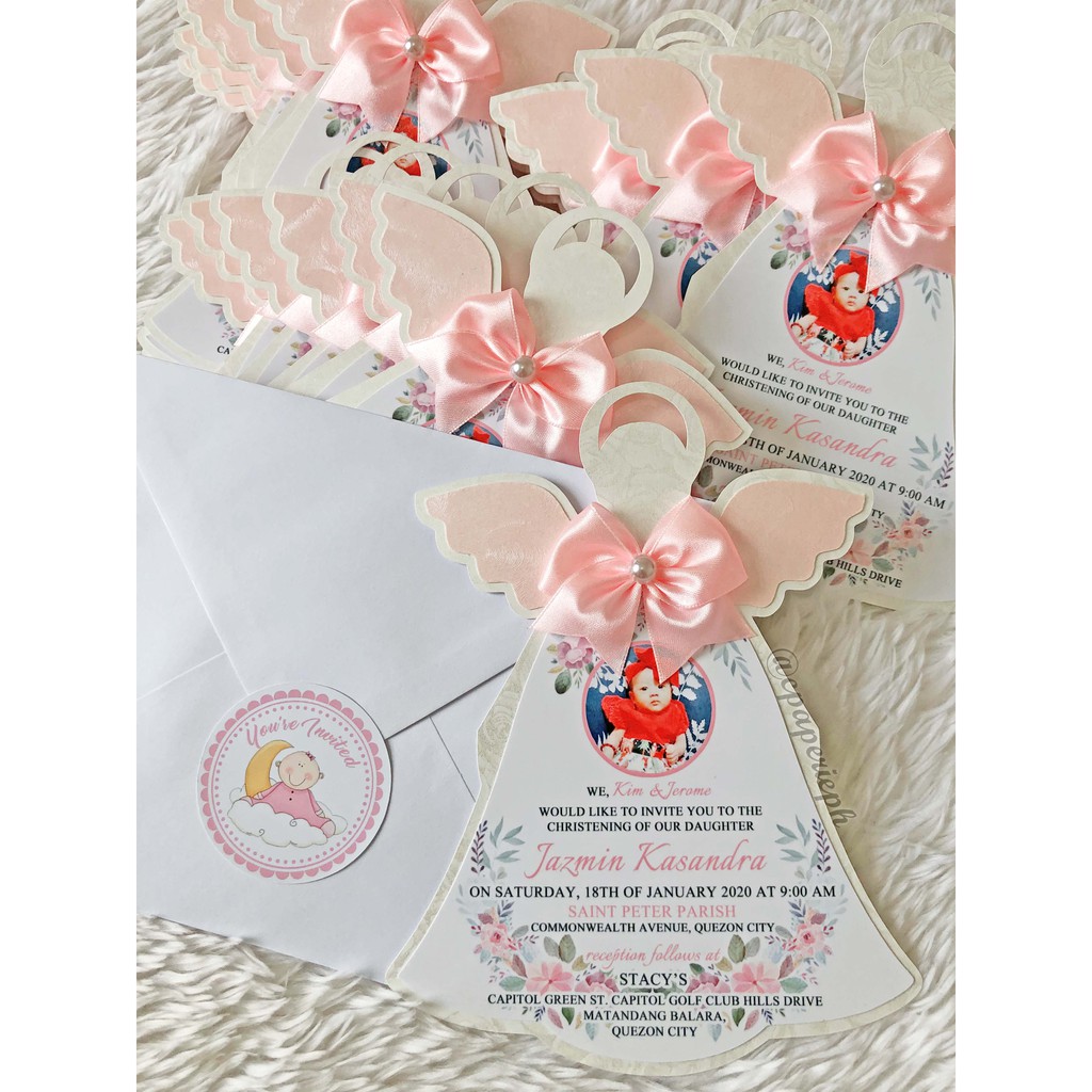Angel Invitations Invites Card Baptism Christening Birthday Wedding ...