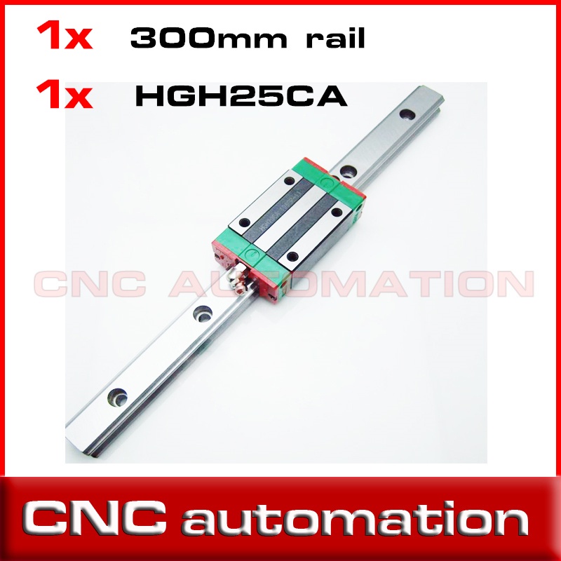 NEW 25mm linear guide 1pc HGR25 L 300mm Linear Rail and 1pc HGH25CA HGW25CA FLANGE Linear Block ...