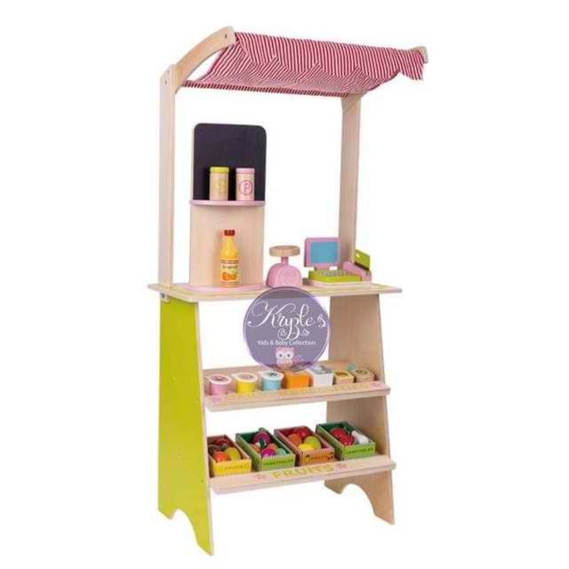 Pretend Wooden Supermarket / Grocery Booth Toy | Shopee Philippines