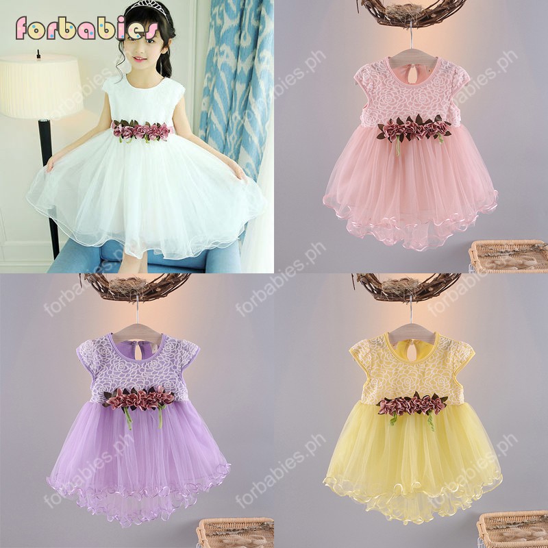 White Binyag Dress for baby girl Baptismal Birthday Lace Rose Flower ...