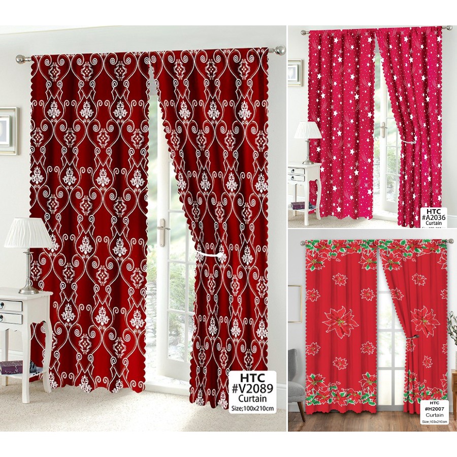 COD Elegant Kurtina Curtain Sale for Window and Door Red Room Decor ...