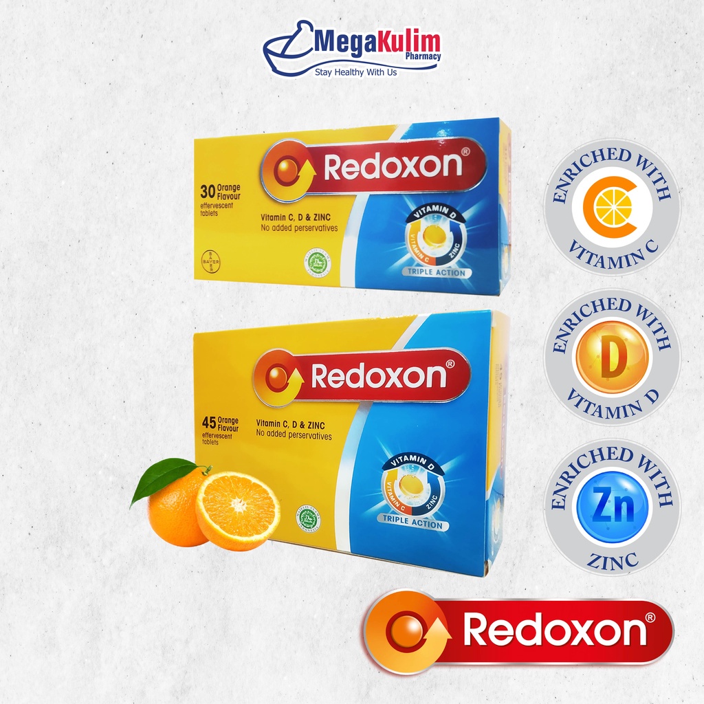 Redoxon Effervescent Triple Action Vit C + D + Zinc Orange Flavoured ...