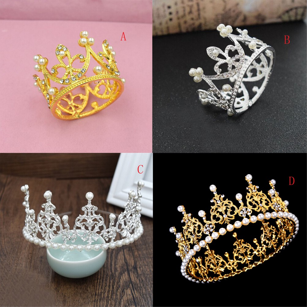 ღღ Pearl Crystal Mini Princess Tiara Crown For Women&Baby Prom Hair ...