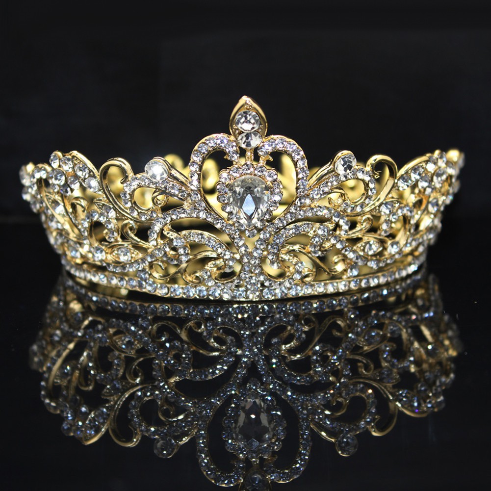 Elegant Women Rhinestone Round Crown Tiara Wedding Bridal Pageant ...