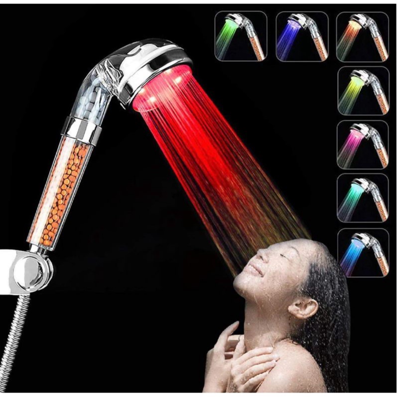 Rainbow Shower Head Handheld High Pressure 7 LED Colour SG SELLER ...