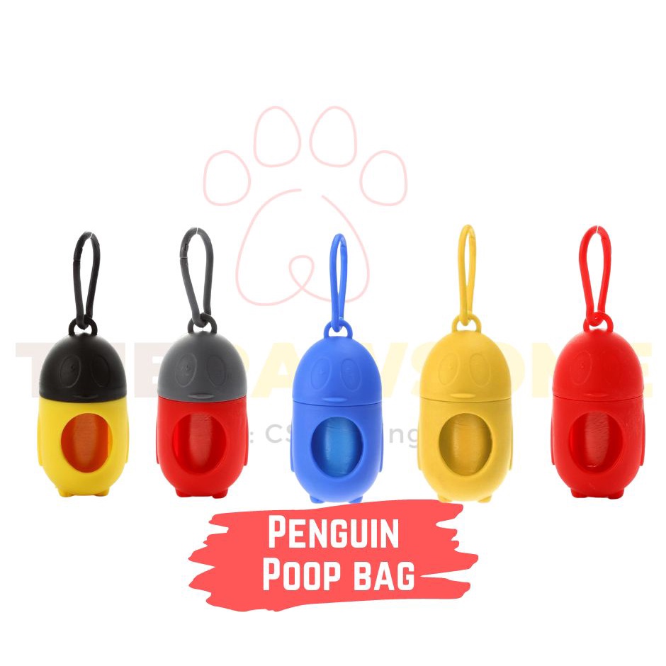 Poop Bag Dispenser - Penguin shape with FREE 3 ROLLS Plastic bag Refill ...