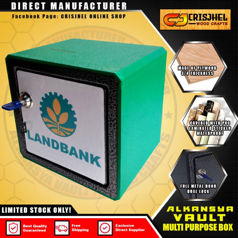 MINI-LANDBANK Wooden Alkansya Vault & Multipurpose Safety Box By Crisjhel Wood Crafts | Shopee ...