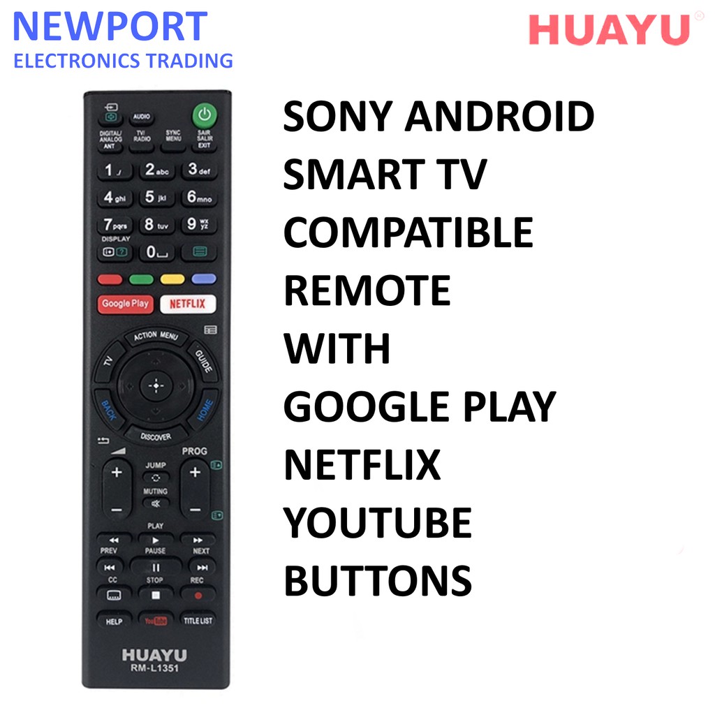 Huayu RM-L1351 Sony Android Smart TV Compatible Remote with Google Play, Netflix and YouTube ...