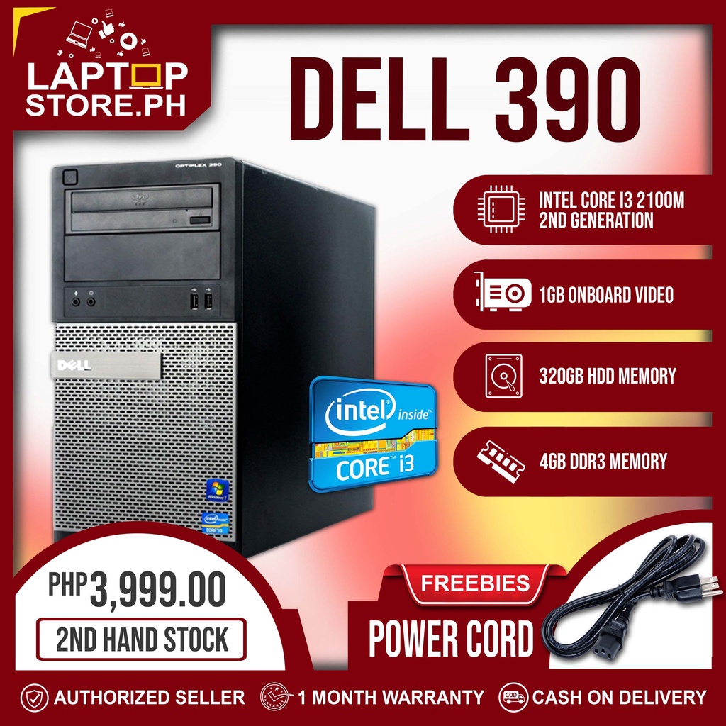 CPU Dell 390 Core I3 3.1ghz 4gb 320gb (2nd Generation) | Shopee Philippines