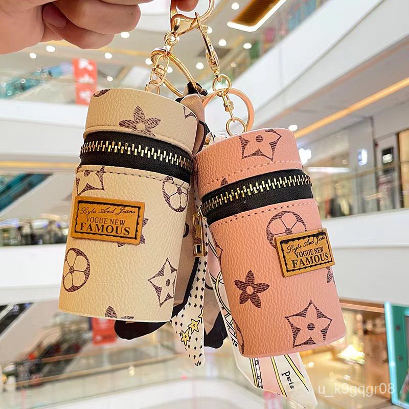 Silk Scarf Barrel Coin Wallet Mini Lipstick Key Chain Backpack ...