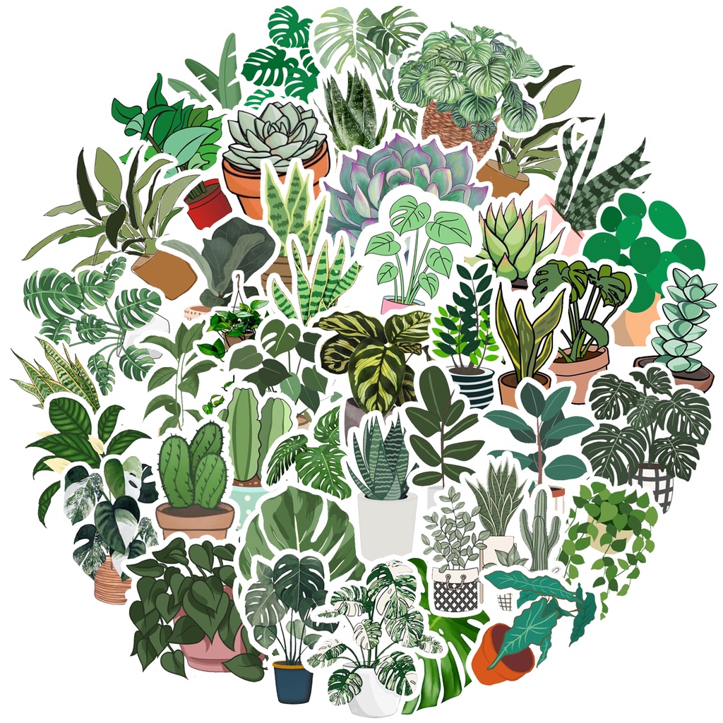 Green Leafy Plant Journal Sticker Pack (50pcs) | Shopee Philippines