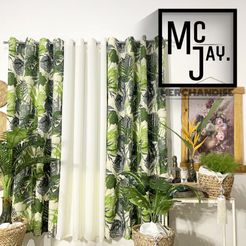 MCJAY - 3in1 Green Forest Leaves Ring Curtain Set (6ft/7ft) - Sold per ...