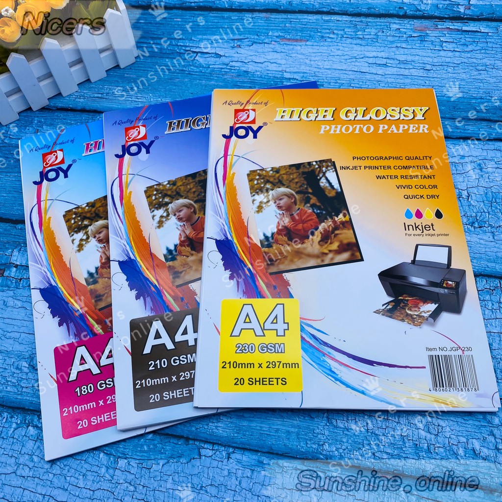 JOY High Glossy Photo Paper 20's (180gsm,210gsm,230gsm) | Shopee ...