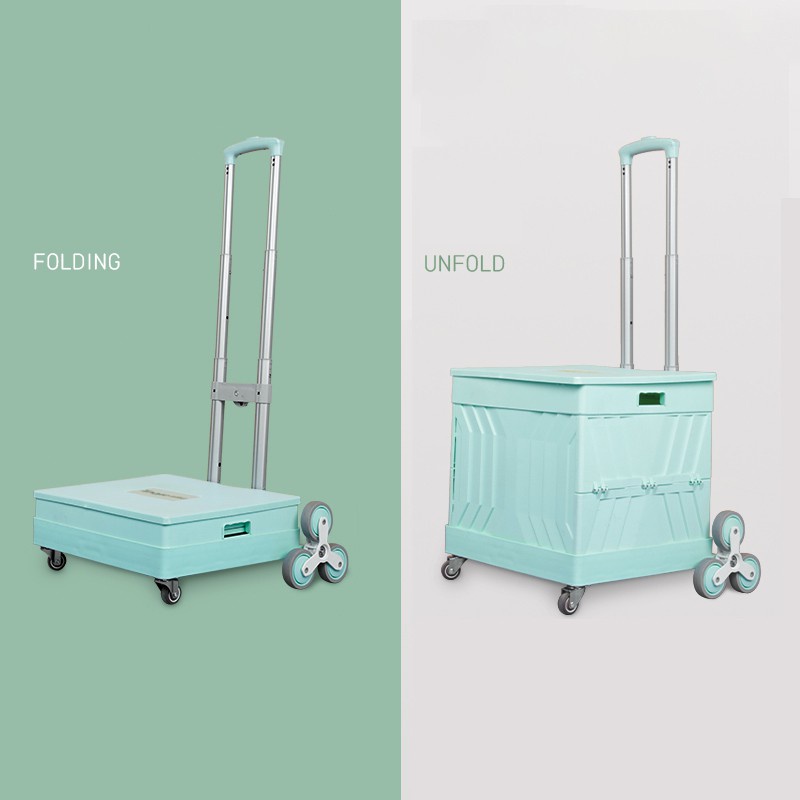Folding Trolley 75L/75KG Large Foldable Box Shopping Cart Plastic Car ...