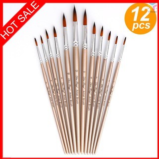 ۞fast shipping 12pcs Paint Brushes Set Kit Round Pointed Tip Brushes ...
