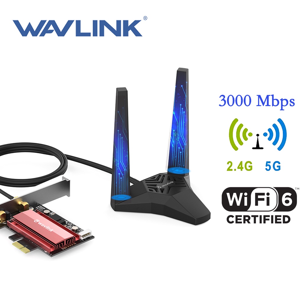 Wavlink AX WiFi 6 3000Mbps PCIe WiFi Adapter with Bluetooth5.2 for ...