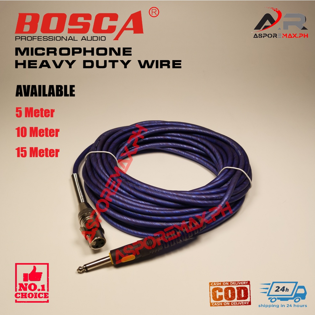 BOSCA 5M 10M 15M Heavy Duty Microphone Wire High Quality BLUE AND BROWN ...