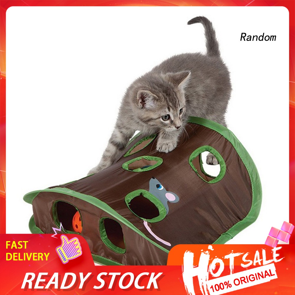 RAN Foldable 9-hole Cat Kitten Interactive Toy Ball Bell Mouse Hidden ...