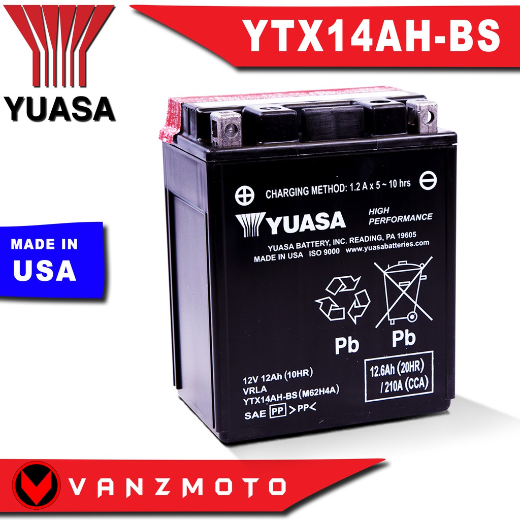 Yuasa YTX14AH-BS Motorcycle Battery (USA) | Shopee Philippines