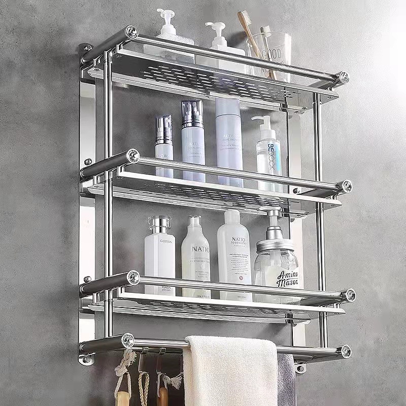 Stainless steel 1/2/3-layer bath towel rack Bathroom shelf-1 | Shopee ...