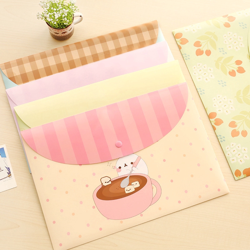 1 Piece Cartoon folder A4 Kawaii file bag Office&school organizers PP ...