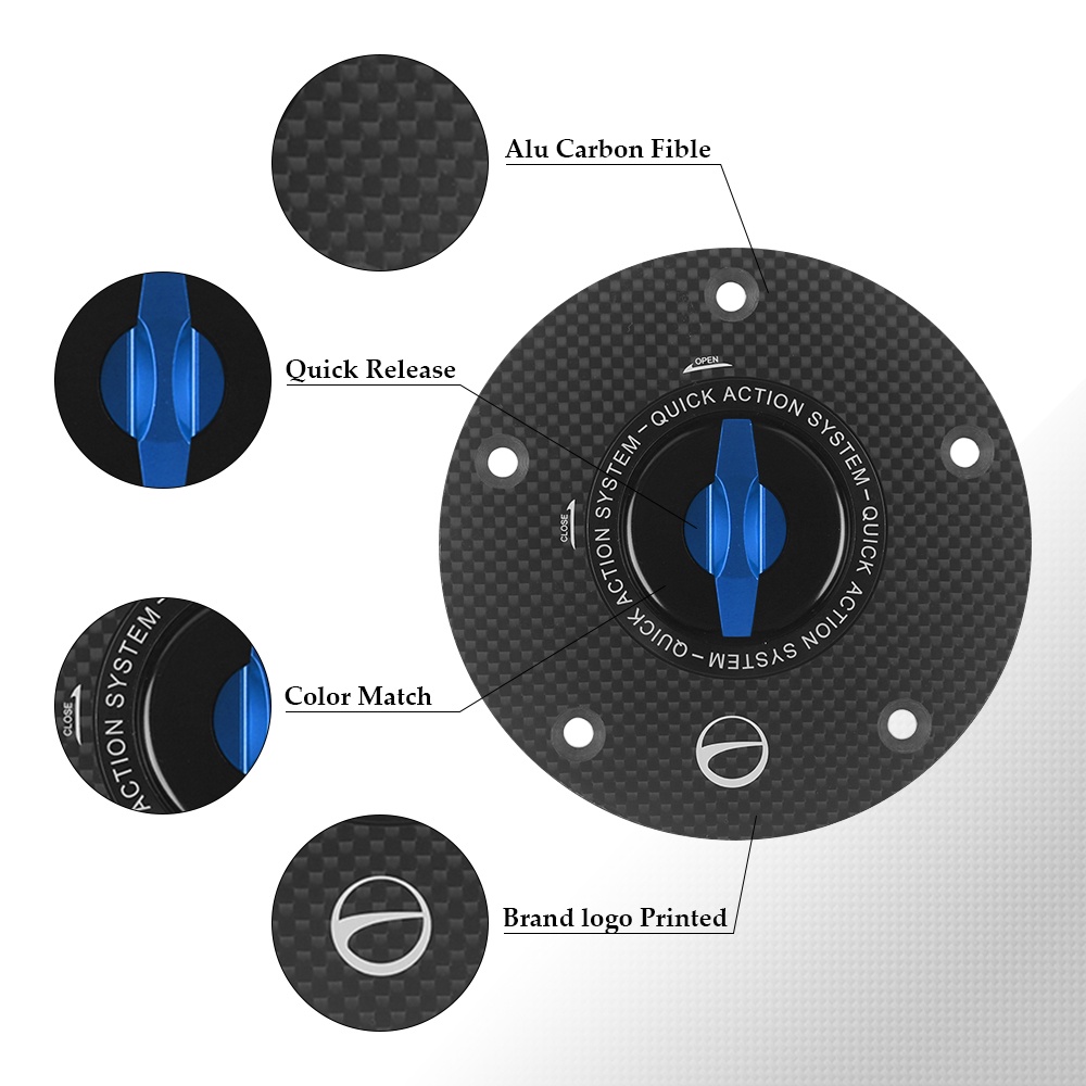 Carbon Fiber Motorcycle Keyless Quick Release Tank Fuel Gas Fuel Caps ...