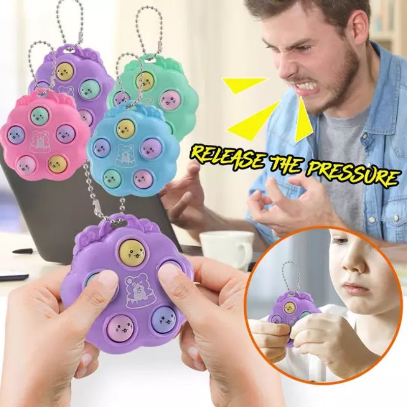 Game Keychain Fidget Toy Cube Handheld pop itPush bubble Simple Dimple ...