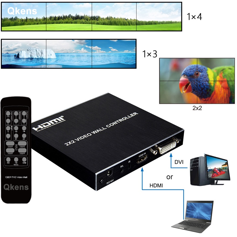 4K 2x2 DVI HDMI Video Wall Controller 1080P 1X2 1X4 1X3 2X1 3x1 4X1 ...