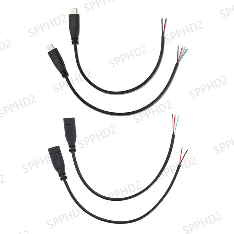 5pcs Extension Wire 2pin 4pin USB 2.0 Type C Male Female Plug Welding ...