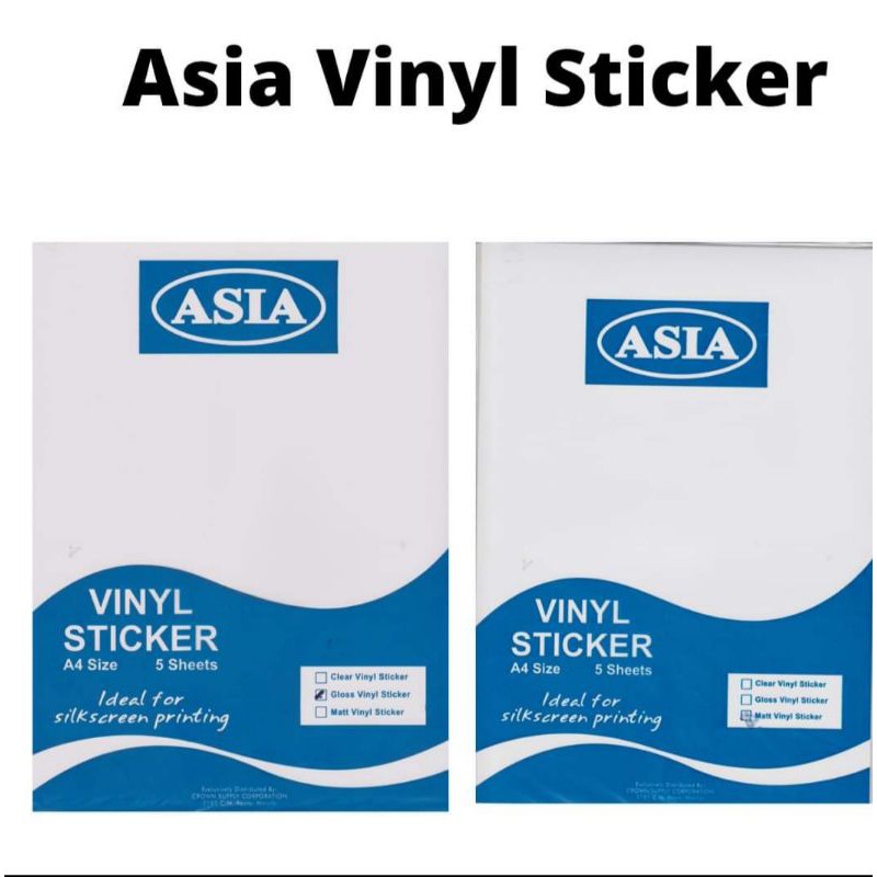 ASIA VINYL STICKER PAPER A4 (5's) | Shopee Philippines