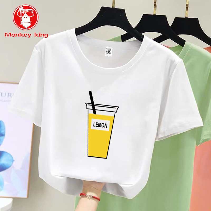 MONKEY KING COD cotton plus size tshirt for women on sale print graphic ...