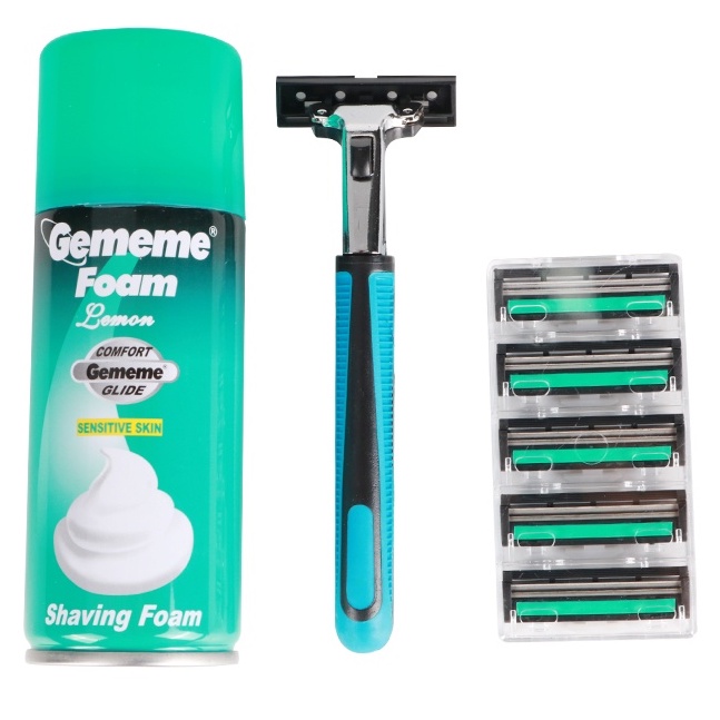 Men's Facial Cleansing Double blade Manual razor with shaving foam men ...