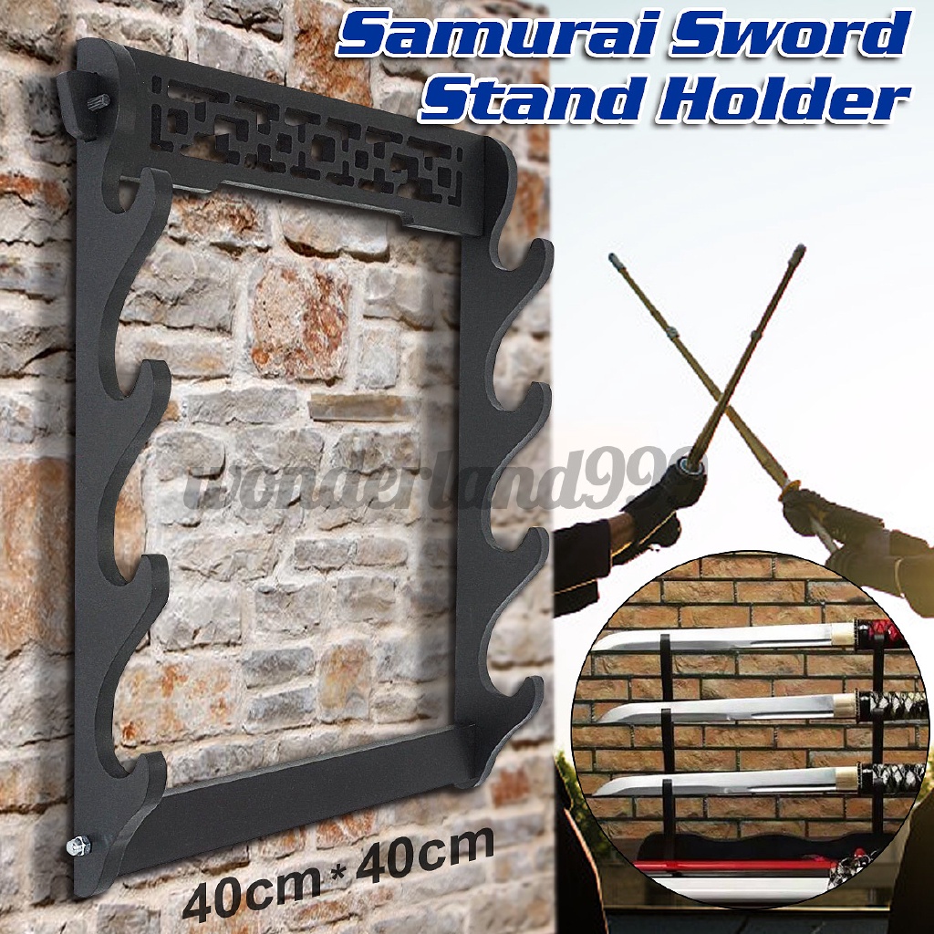 4 Tier Wall Mount Sword Stand Samurai Stand Katana Wall Hanger | Shopee ...