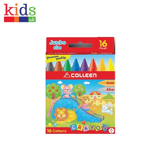 Colleen Jumbo Crayon JC16 16 Colors With Gold & Silver - Kids Ink ...