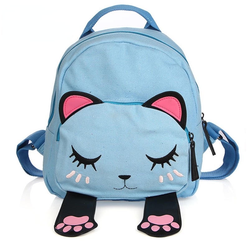 Women Cute Cat Backpacks Canvas Cartoon Backpacks For Teenage Girls ...