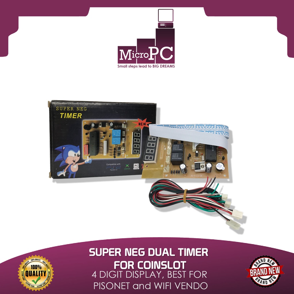 SUPER NEG DUAL TIMER FOR COINSLOT, 4 DIGIT DISPLAY, BEST FOR PISONET ...