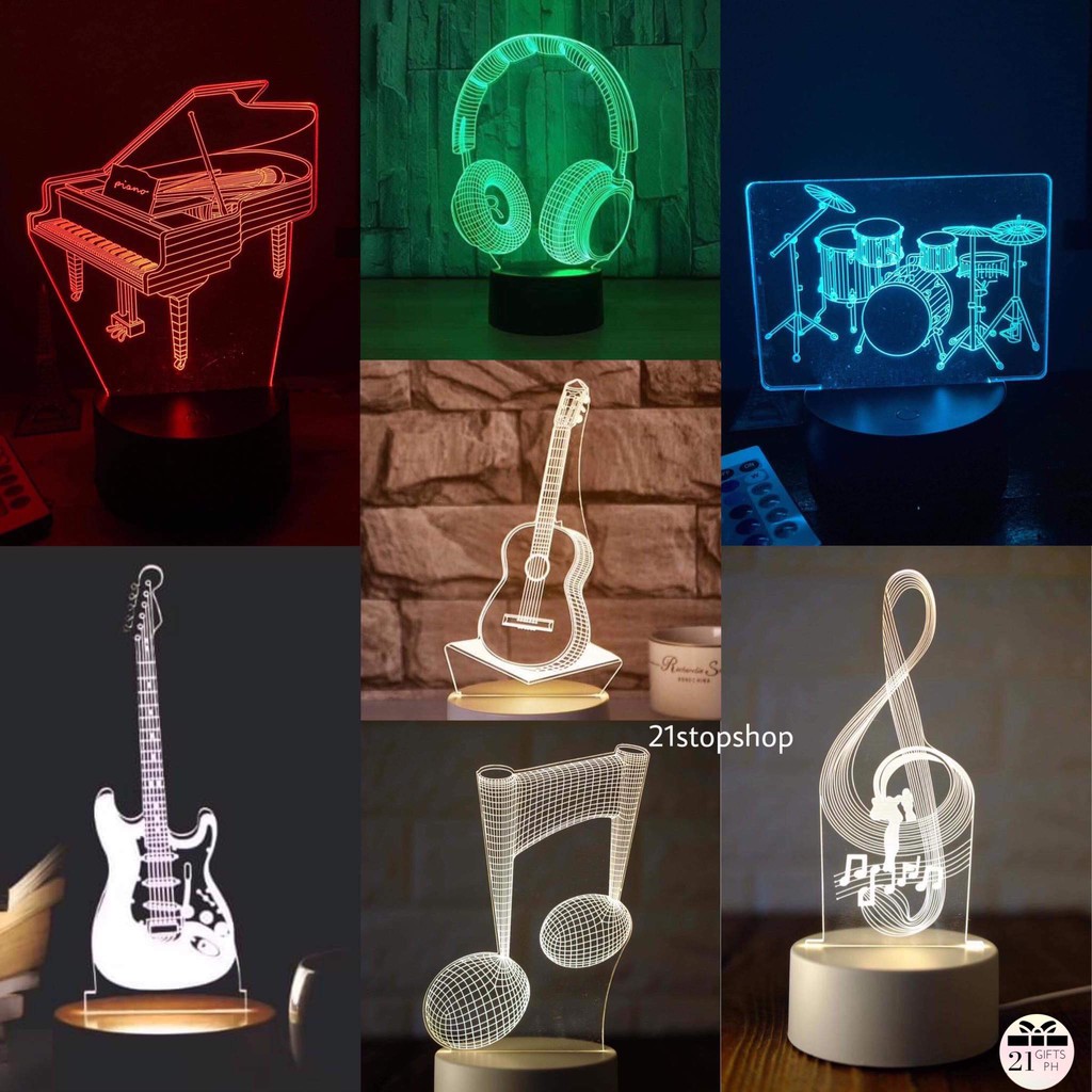 3D Acrylic LED Night Table Lamp Music Instruments Design | Shopee ...