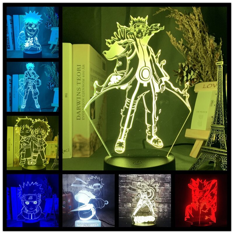 Uzumaki Naruto 3D Led Illusion Lampara Night Lights Color Changing ...