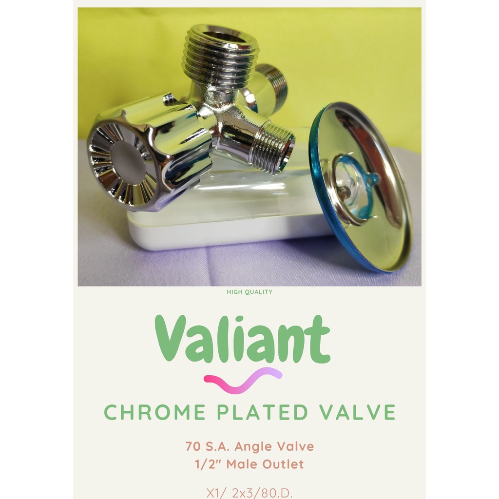 Valiant Chrome Plated Valve 70 S.A. Angle Valve 1/2" Male Outlet X1/2x3 ...