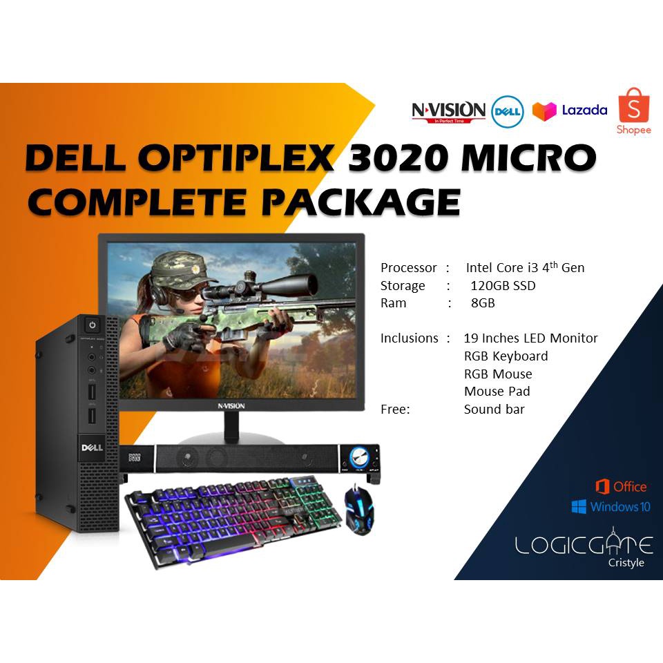 DELL OPTIPLEX 3020 Micro i3 4th Gen 8GB/120GB SSD/ 19 Inches Monitor ...