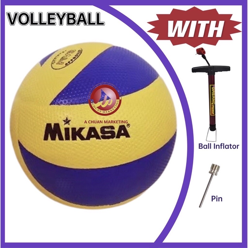MVA 200 Mikasa Volleyball Ball with Air Pump and Pin Size5 Volleyball ...