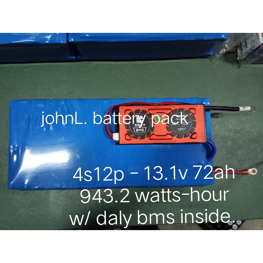 LifePO4 battery pack 4s12p - 13.1v 72ah | Shopee Philippines