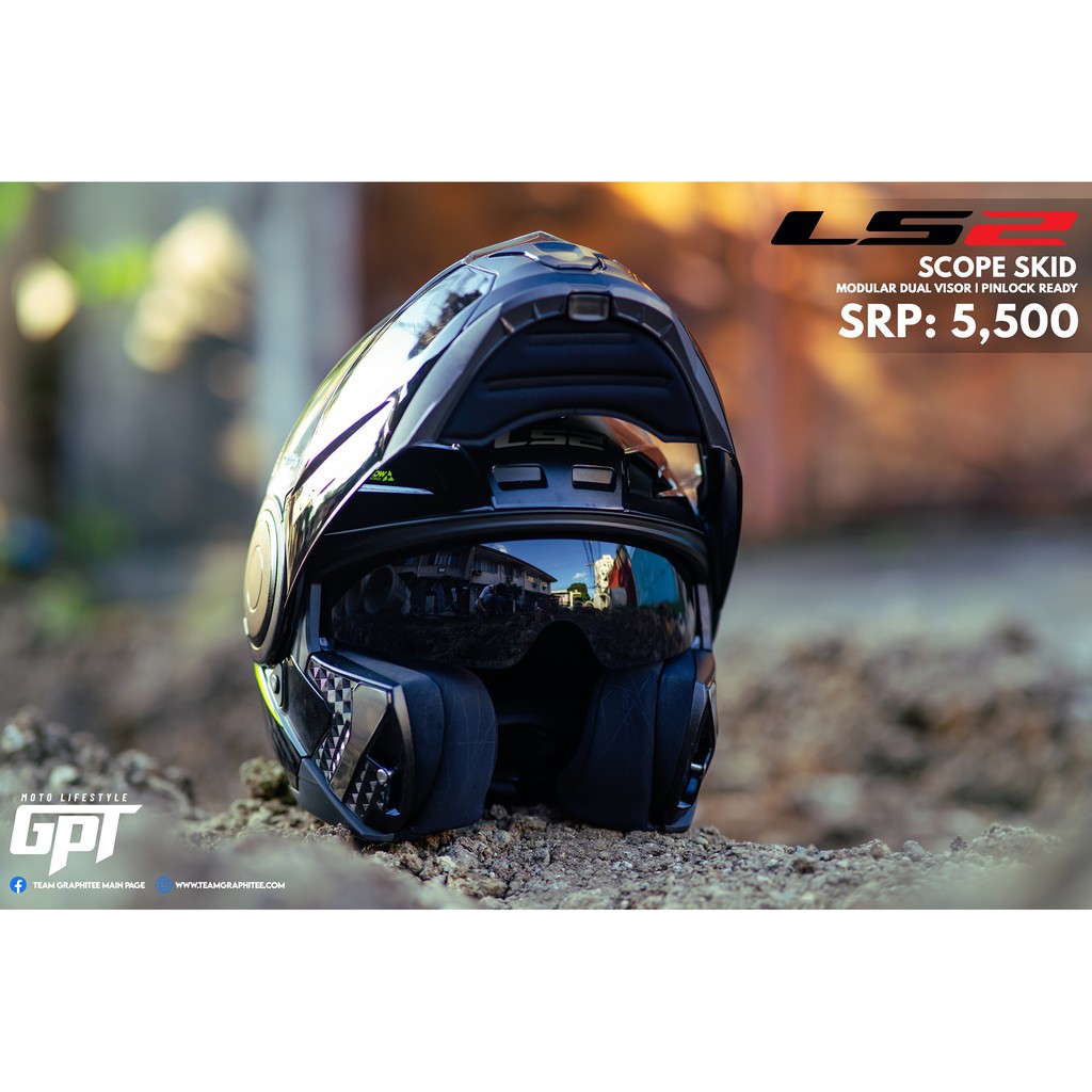LS2 HELMETS SCOPE SKID BLK HV-YLW (MODULAR) | Shopee Philippines
