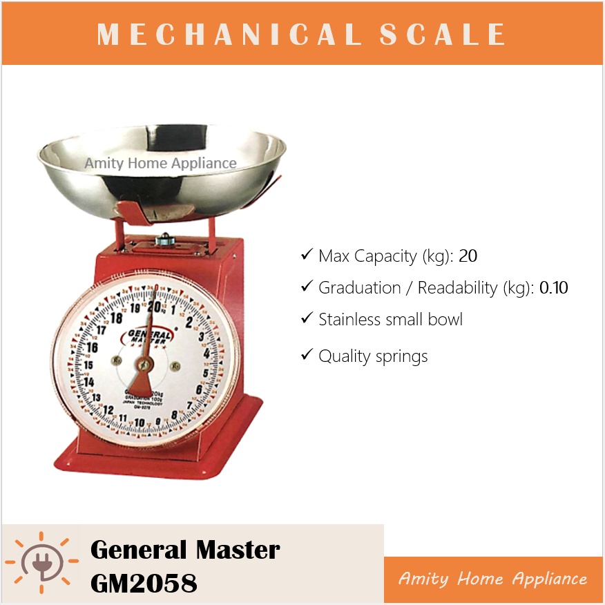 General Master 20KG Bowl Mechanical Scale Dial Spring Timbangan GM2058 ...
