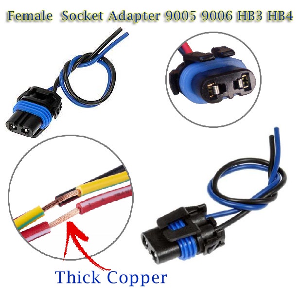 1PC 2Pin Plug Connector Wire Harness Socket Adapter 9005 9006 HB3 HB4 ...