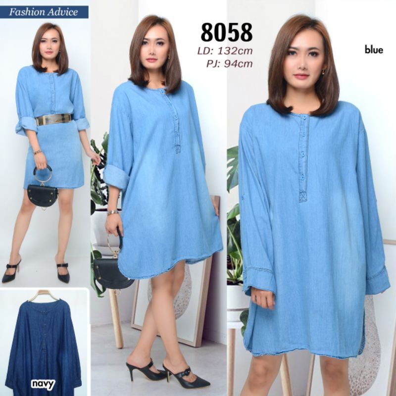 Tunic (mini dress) wash jeans (Thick. Soft) jumbo size fit to 3L.4L | Shopee Philippines