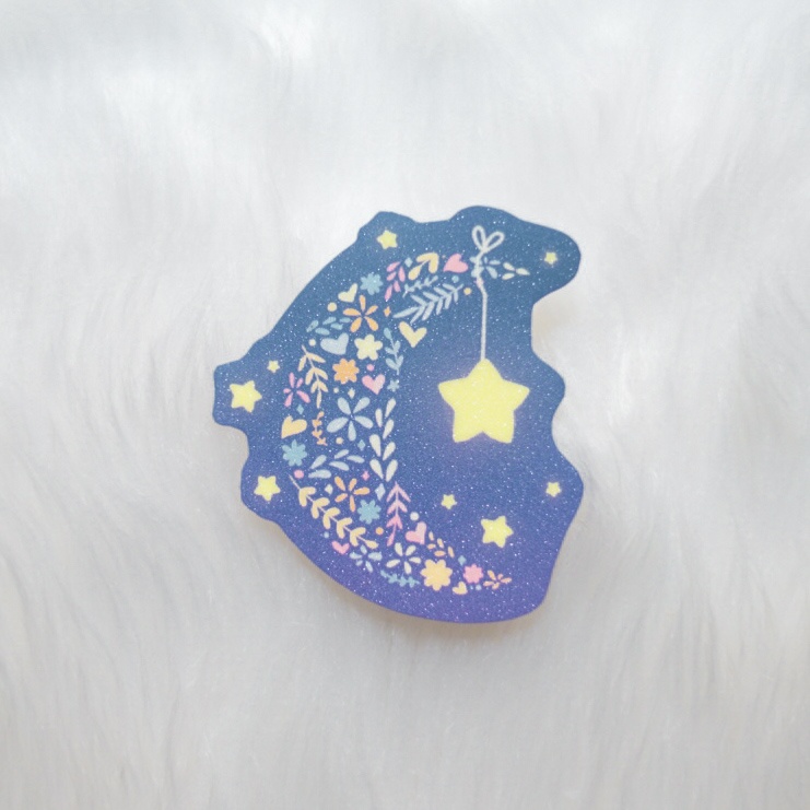 Vinyl Die cut Sticker | MOONLIGHT | Journal Sticker | GLITTER ...