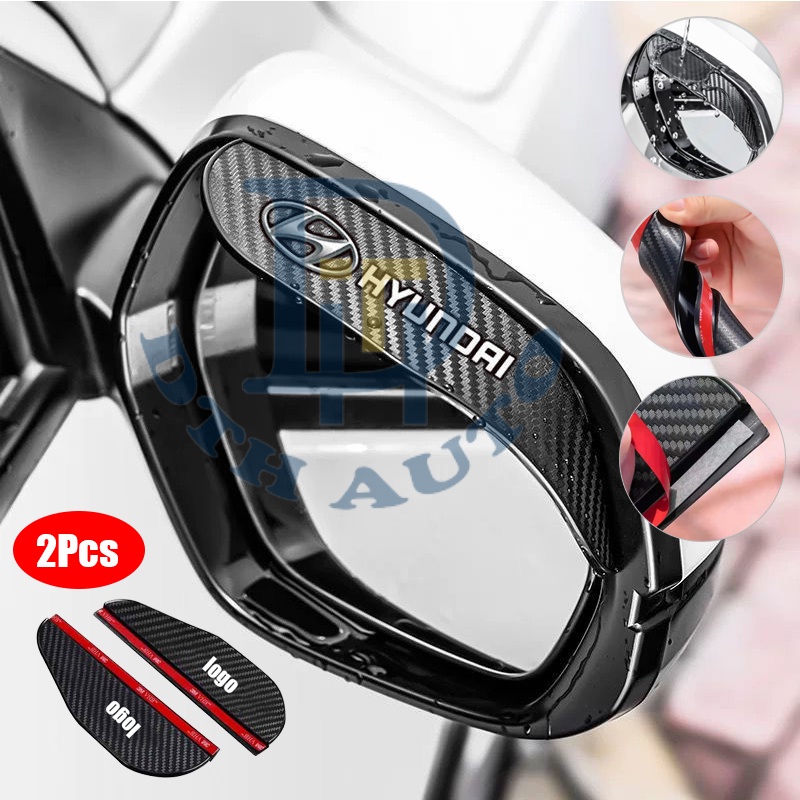 2Pcs Mitsubishi Car Rearview Mirror Rain Eyebrow Carbon Fiber Block ...