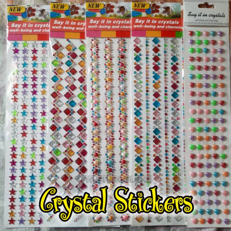 Crystal Sticker Bling Stickers Heart Star Diamond Round Shaped Crystal ...
